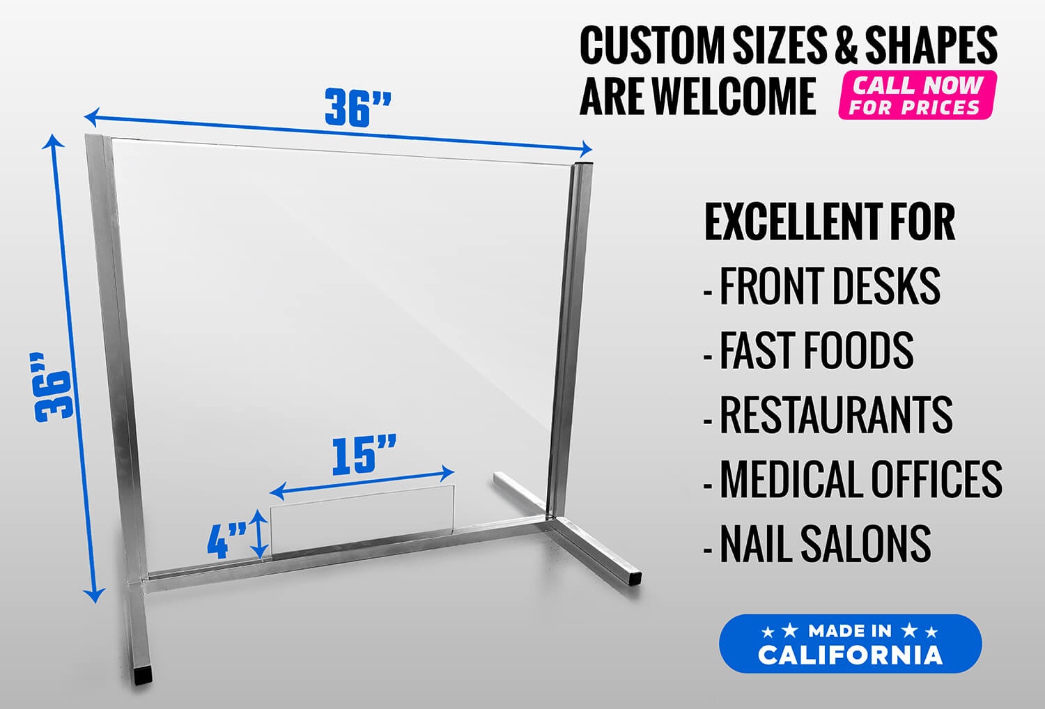 Aluminum Sneeze Guard