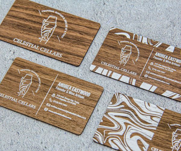 Wooden Business Cards, Bamboo Walnut Wooden Laser Engraved Business Cards