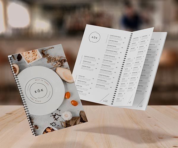 Multipage Dine In Menu, Laminated Binded Multipage Restaurant Menus