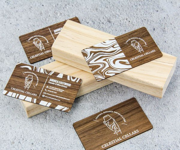 Wooden Business Cards, Bamboo Walnut Wooden Laser Engraved Business Cards